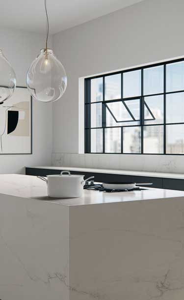501 Snowdrift Porcelain Benchtop Surface | Caesarstone Studio