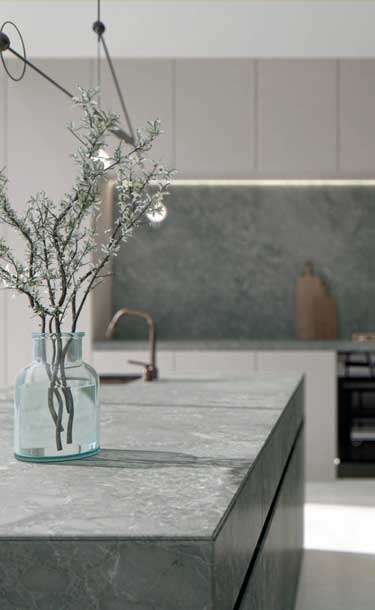 533 Silverdrop Porcelain Benchtop Surface | Caesarstone Studio