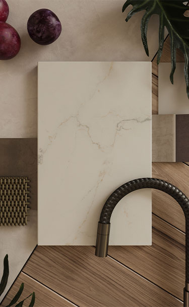501 Snowdrift Porcelain Benchtop Surface | Caesarstone Studio