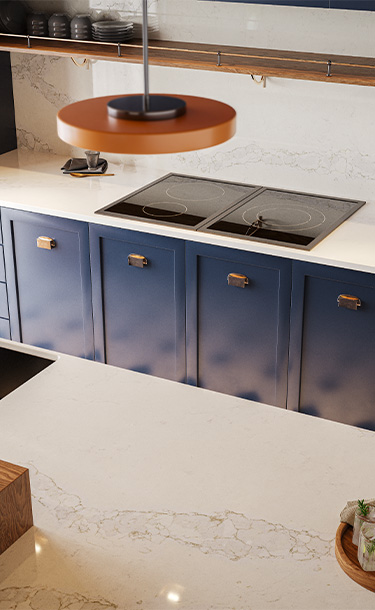 5115 Calacatta Stillstorm Mineral Benchtop Surface | Caesarstone Studio