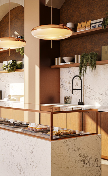 5105 Calacatta Dreamwave Mineral Benchtop Surface | Caesarstone Studio